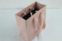 China Smoky Rose 250gam Coated Cardboard Shopping Bag With Handles for sale