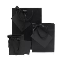 China Flexo Printing Flat Handle Brown Paper Grocery Bags 12x7x17cm for sale
