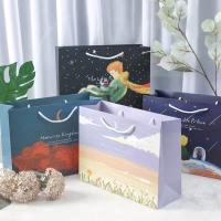 China Little Prince Print Recycled Paper Merchandise Bags 33x25x12cm for sale