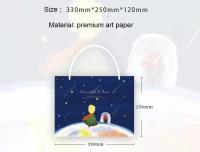 China Little Prince Print Recycled Paper Merchandise Bags 33x25x12cm for sale