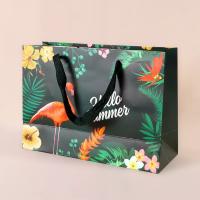 China Sock Personalised Paper Shopping Bags Flamingo Printed Paper Carry Bags With Handles for sale