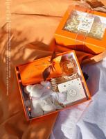China 20cm*7cm*17cm Orange Coated Holiday Gift Boxes With Transparent Windows for sale