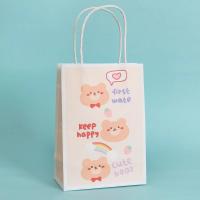China 120gsm Bear Print Recyclable Kraft Paper Bags Custom Shopping Paper Bag For Food for sale