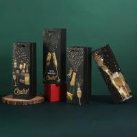 China Custom Print Wine Bottle Paper Bags Gold Stamping Corrugated Cardboard Boxes for sale