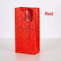 China Hot Stamping 190gsm Kraft Double Wine Bottle Bags PP Rope Handle 2 Bottle Wine Carrier for sale