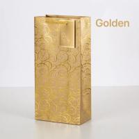 China Hot Stamping 190gsm Kraft Double Wine Bottle Bags PP Rope Handle 2 Bottle Wine Carrier for sale