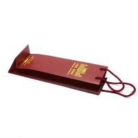 China Luxury Gift Packaging Custom Printed Bottle Wine Paper Bags Dark Red Wine Bottle Paper Bags With Handles for sale