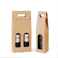 China 10cm*35cm*10cm Wine Bottle Paper Bags Biodegradable 2 Bottle Wine Gift Bag for sale