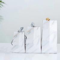 China Personalize LOGO Marble paper custom gift bag Paper Delivery Bags  with ribbon handle for sale