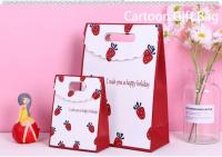 China 130gsm Strawberry Print Present Paper Bags Ivory Board Box 40cm*12cm*30cm for sale