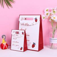 China 130gsm Strawberry Print Present Paper Bags Ivory Board Box 40cm*12cm*30cm for sale