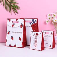 China 130gsm Strawberry Print Present Paper Bags Ivory Board Box 40cm*12cm*30cm for sale