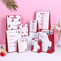 China 130gsm Strawberry Print Present Paper Bags Ivory Board Box 40cm*12cm*30cm for sale