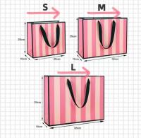China Pink Striped Pantone CMYK Cosmetic Paper Bags For Return Gifts for sale
