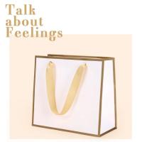 China Pink Striped Pantone CMYK Cosmetic Paper Bags For Return Gifts for sale