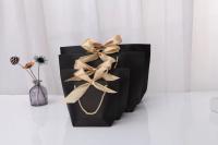 China Stamping Logo Light Green Cosmetic Shopping Bag Bow Tie Ribbon White Gift Bag for sale