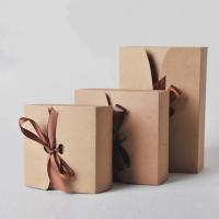 China 1800gsm Chocolate Kraft Paper Candy Boxes Bow Tie Wedding Party Favor Boxes for sale