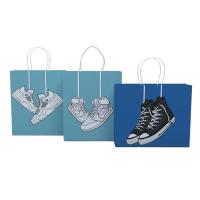 China 128gsm-350gsm Art Paper Shopping Bag Simple Strokes Printing Brown Paper Grocery Bags for sale