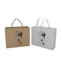 China 128gsm-350gsm Art Paper Shopping Bag Simple Strokes Printing Brown Paper Grocery Bags for sale