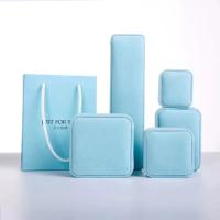 China Sky Blue Haze Grey Recycled Paper Jewelry Boxes 6cm*5cm*4.5cm for sale