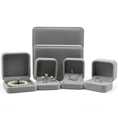 China Sky Blue Haze Grey Recycled Paper Jewelry Boxes 6cm*5cm*4.5cm for sale