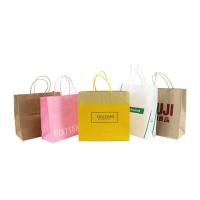 China White Brown 250gsm Kraft Printed Paper Shopping Bags With Handles for sale