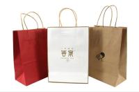 China White Brown 250gsm Kraft Printed Paper Shopping Bags With Handles for sale