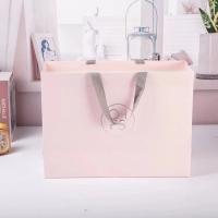 China 28.5*8*40cm Pink Paper Bags Custom Logo for sale