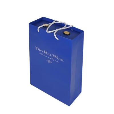 China Custom CMYK Print Multicolor Wine Bottle Paper Bags 20*10*34.5cm for sale