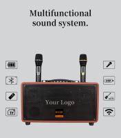 China Wooden Wireless Active Portable Karaoke Speaker With Battery / AC Power Supply for sale