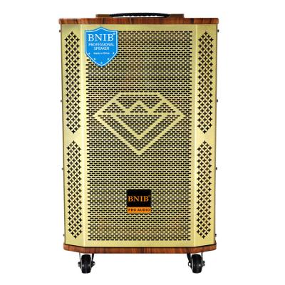 China Custom Logo Bluetooth Party Box Speaker Wireless Wooden 12 Inch Portable Speaker for sale
