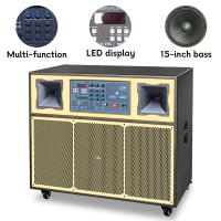 China Dual 15 inch Subwoofer Outdoor Portable Speaker Wooden Big Power For Activities for sale