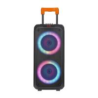 China Portable Strong Bass Bluetooth Speaker Double 8 Inch Party LED Speaker for sale