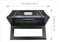 China Black Steel Cool Camping Punch Press Stamping 45cm Dia Portable Folding Charcoal Barbecue Grill for sale