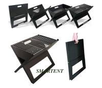 China Black Steel Cool Camping Punch Press Stamping 45cm Dia Portable Folding Charcoal Barbecue Grill for sale