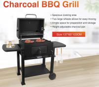 China Black Powder Coated 24 Inch Garden Barbecue Grill Charcoal Trolley Bbq for sale