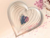 China Heart Shape Metal Wind Spinner 0.5mm Silver Stainless Steel Wind Spinner for sale