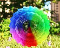 China Multi Colored UV Printed Garden Steel Wind Spinner 30*30cm for sale