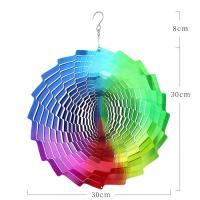 China Multi Colored UV Printed Garden Steel Wind Spinner 30*30cm for sale