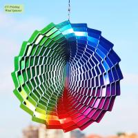 China Multi Colored UV Printed Garden Steel Wind Spinner 30*30cm for sale