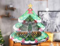 China Width 27cm Rotating Metal Wind Spinner 3D Christmas Tree Wind Chimes for sale