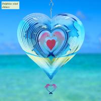 China 300*300MM Whirling Metal Wind Spinner Summer UV Printing Dolphin Wind Spinner for sale