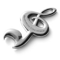 China Silver Plating Zinc Alloy Metal Bottle Opener 73*40mm Music Notes Design for sale