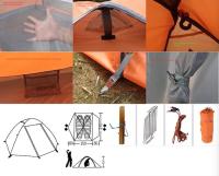 China Easy to Assemble Outdoor Camping Tents 210*180*130CM Orange 190T Polyester PU2000MM Aluminum Pole Tent for sale