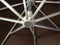 China 2.5M Beige Double Patio Umbrella Round Offset Umbrella 360 Degree Rotating Base for sale