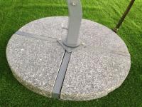 China 2.5M Beige Double Patio Umbrella Round Offset Umbrella 360 Degree Rotating Base for sale