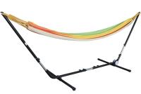 China Double Poly Cotton Strips Fabric Backpacking Outdoor Camping Hammock With Stand for sale