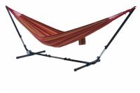China Double Poly Cotton Strips Fabric Backpacking Outdoor Camping Hammock With Stand for sale