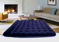 China Foldable PVC Single Flocked Airbed Dark Blue Double Inflatable Mattress Built In Pillow for sale