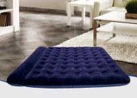 China Foldable PVC Single Flocked Airbed Dark Blue Double Inflatable Mattress Built In Pillow for sale